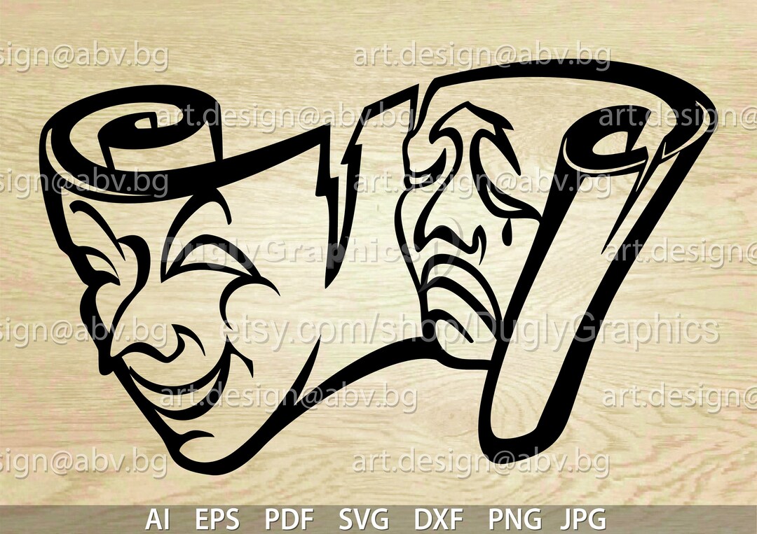 Theater Masks Vector Art (digital Download) - Etsy