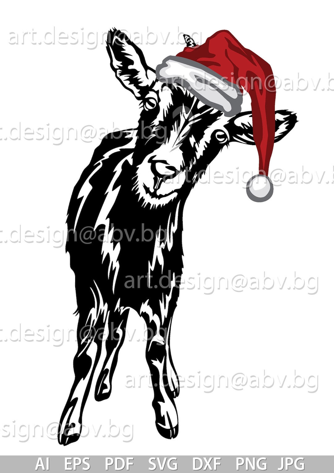 Vector GOAT Baby With Christmas Hat, 6 Colors, Goatalpine, AI, PNG, Eps ...