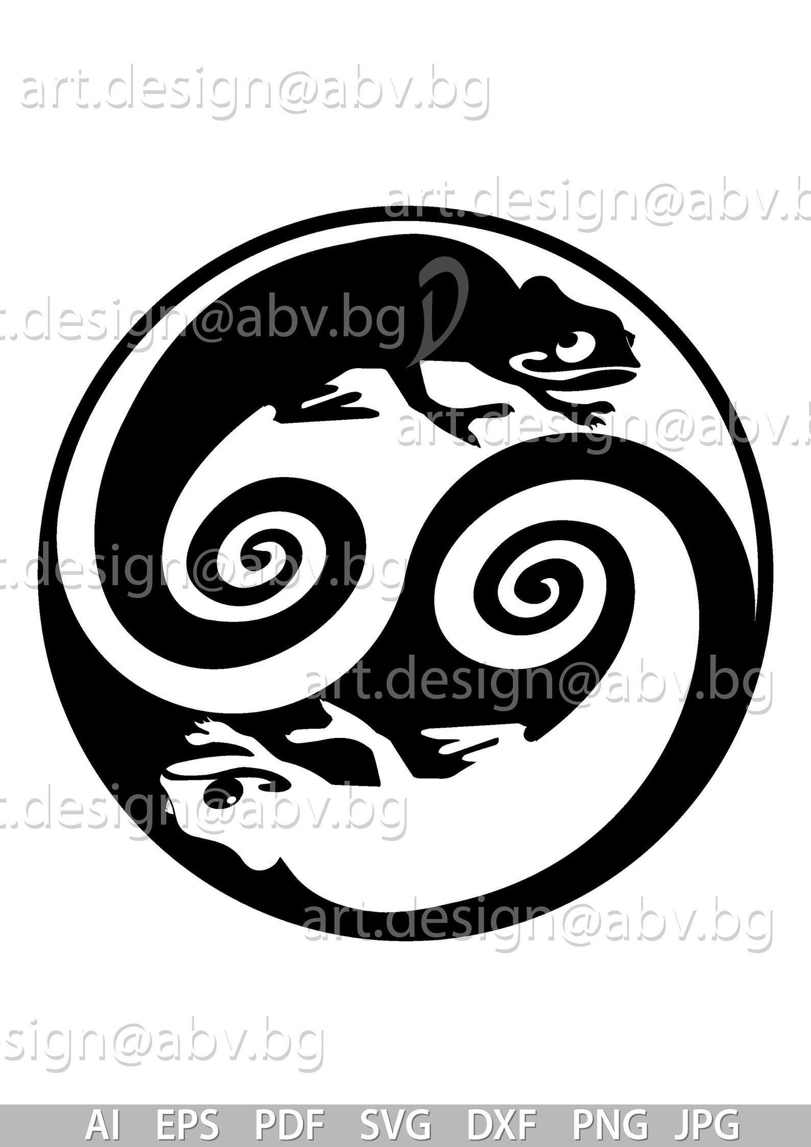 Vector YIN YANG Lizard AI Eps Pdf Svg Dxf Png Jpg | Etsy