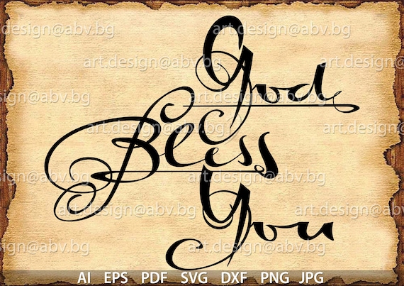 Vector GOD BLESS YOU ai eps pdf svg dxf png jpg | Etsy