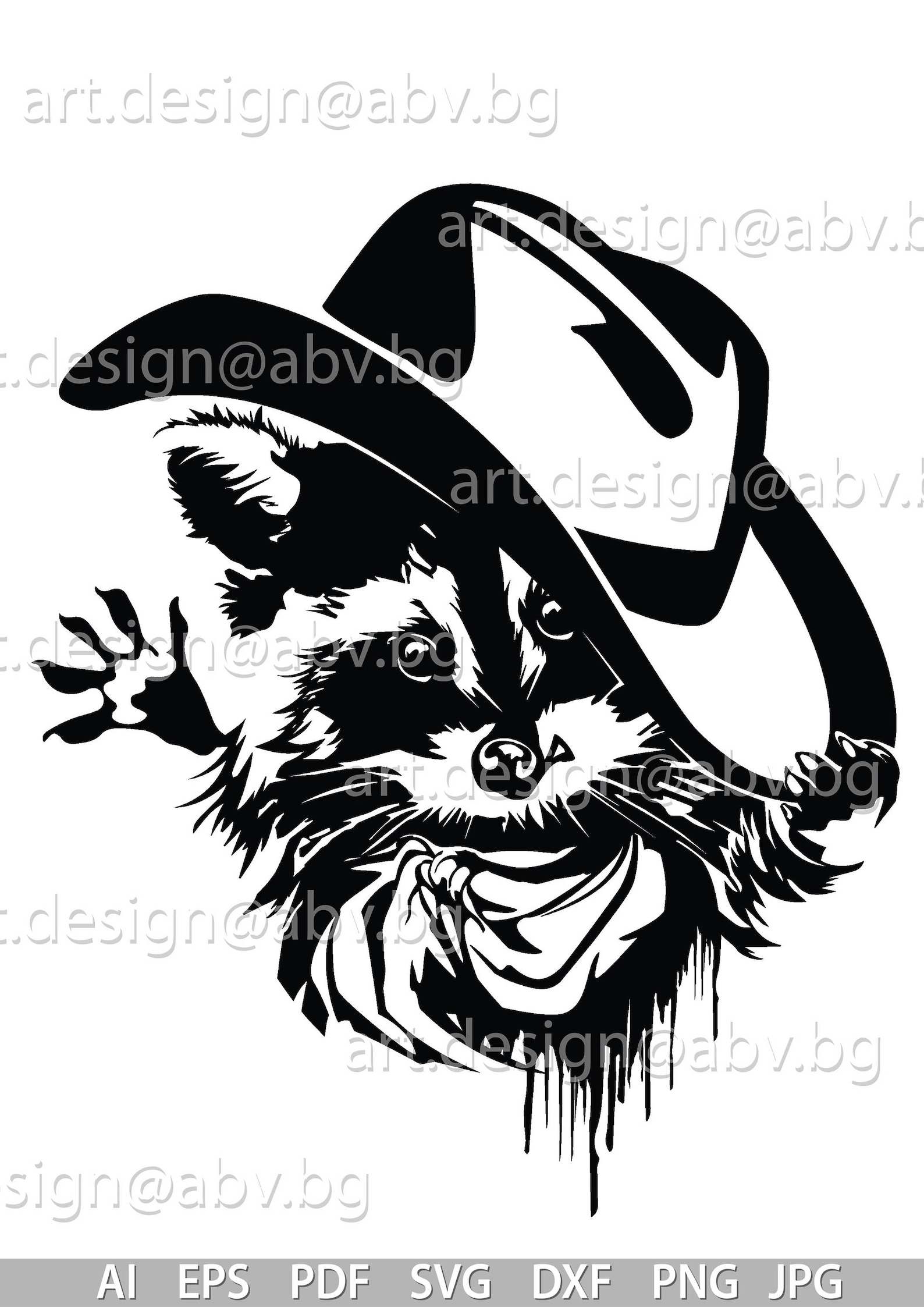 Vector RACCOON With Cowboy Hat AI Eps Pdf Svg Dxf Png - Etsy