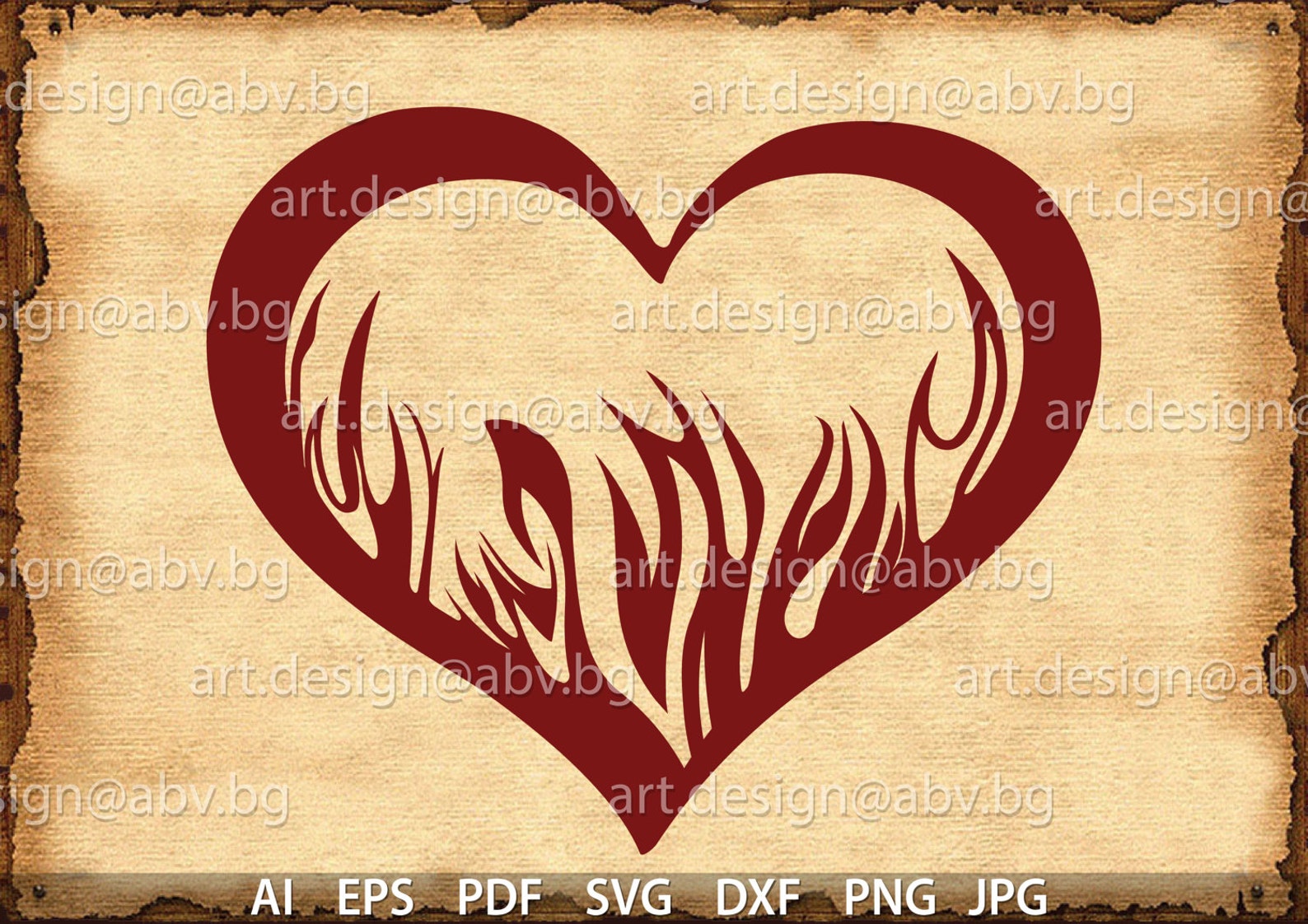 Vector HEART Fire AI Eps Pdf Svg Png Dxf Jpg Download | Etsy