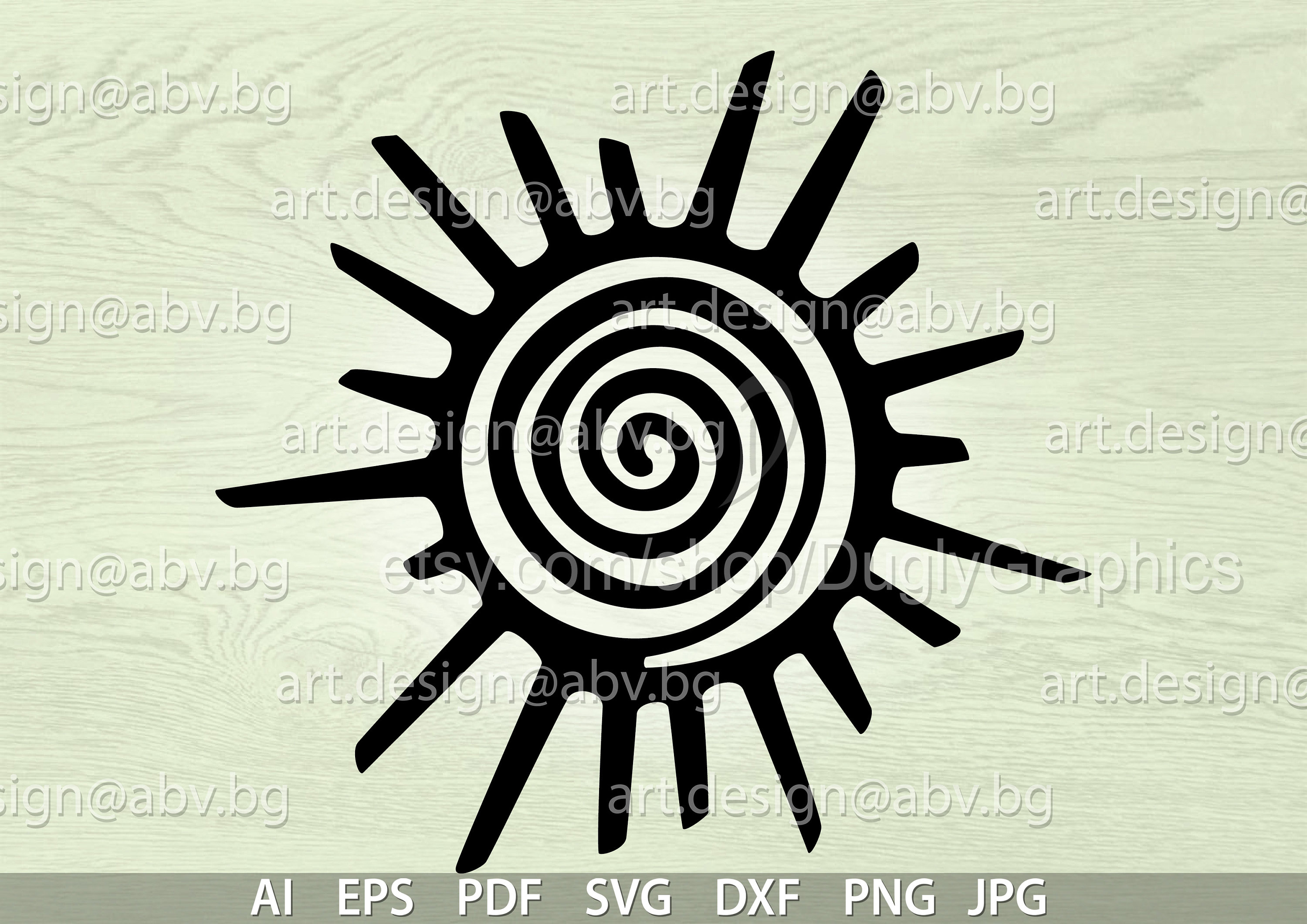 Vector SPIRAL SUN Symbol Ai Eps Svg Dxf Pdf Png Jpg Image - Etsy Canada
