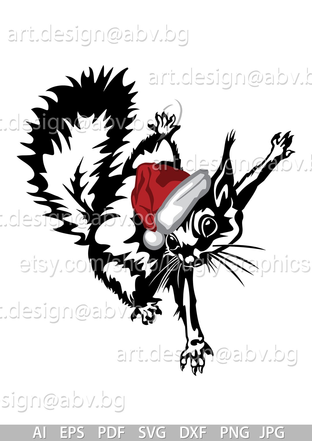 Vector SQUIRREL With Christmas Hat, AI, Eps, Pdf, Svg, Dxf, Png, Jpg ...