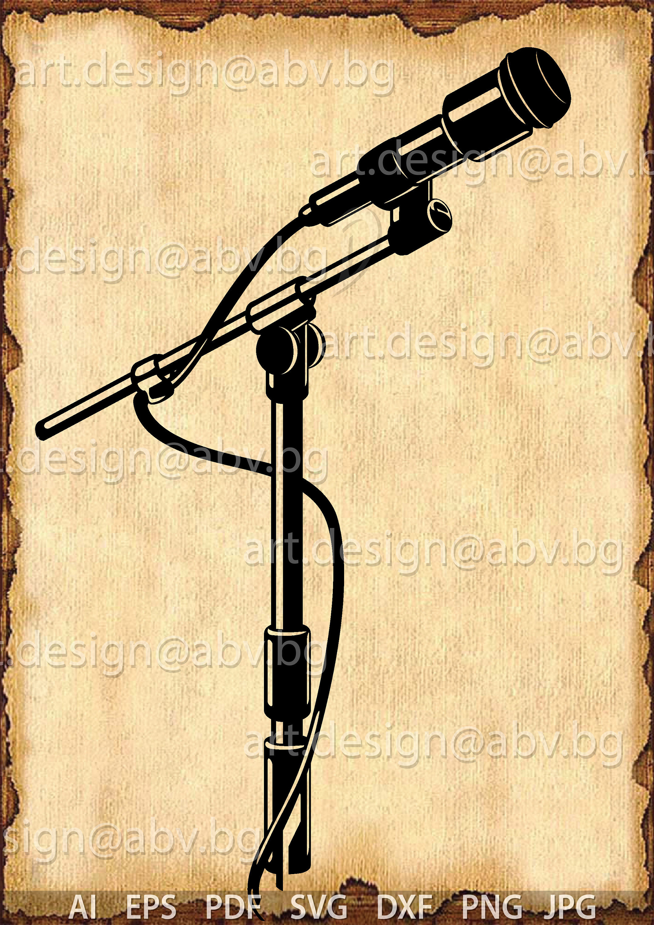 Vector MIC STAND microphone AI eps pdf png svg dxf jpg | Etsy