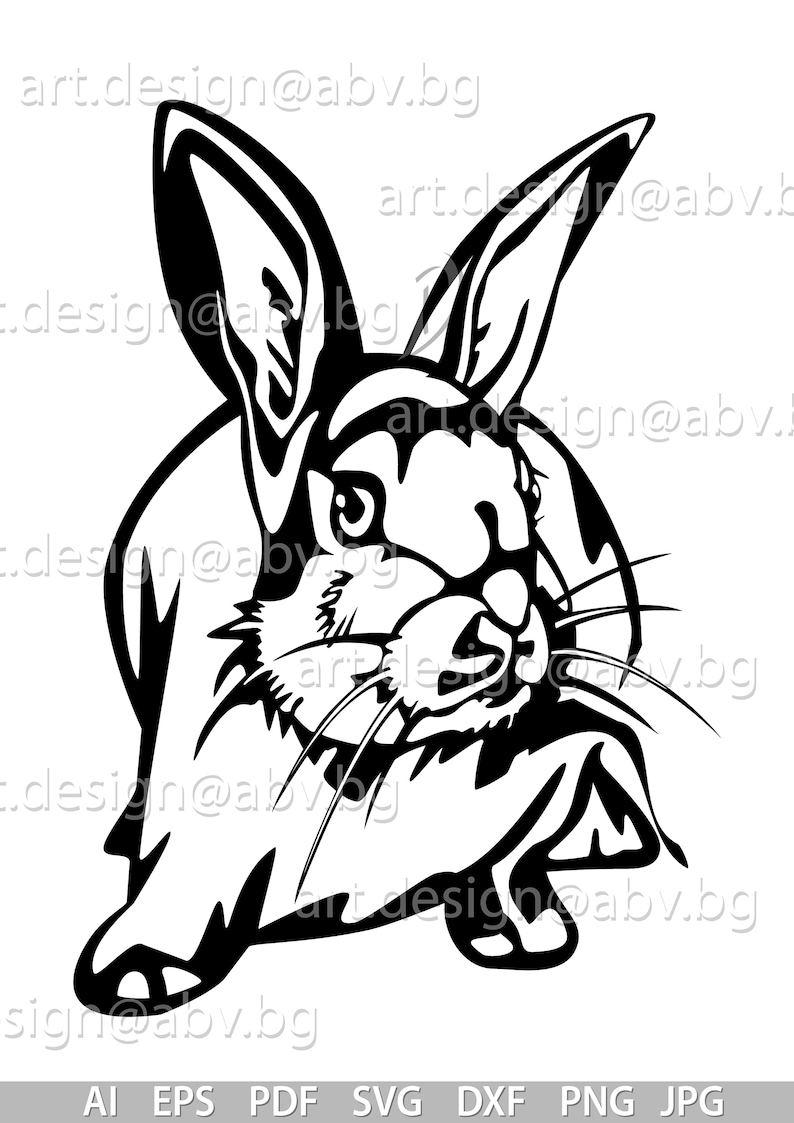 Vector RABBIT AI Eps PNG Pdf Svg Dxf Jpg Download - Etsy