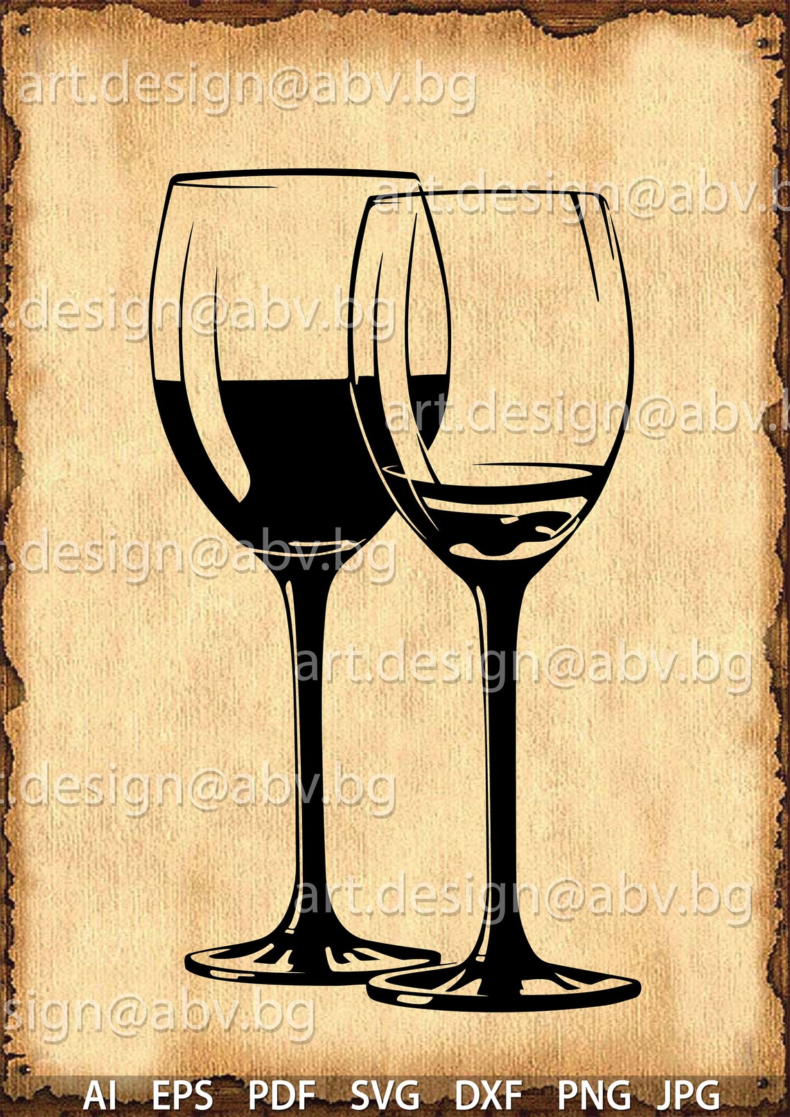 Vector WINE GLASSES AI Eps Pdf Svg Dxf Png Jpg - Etsy