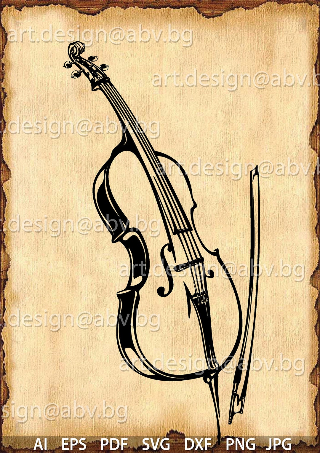 Vector CELLO, Musical Instrument, AI, Eps, Pdf, Png, Svg, Dxf, Jpg ...