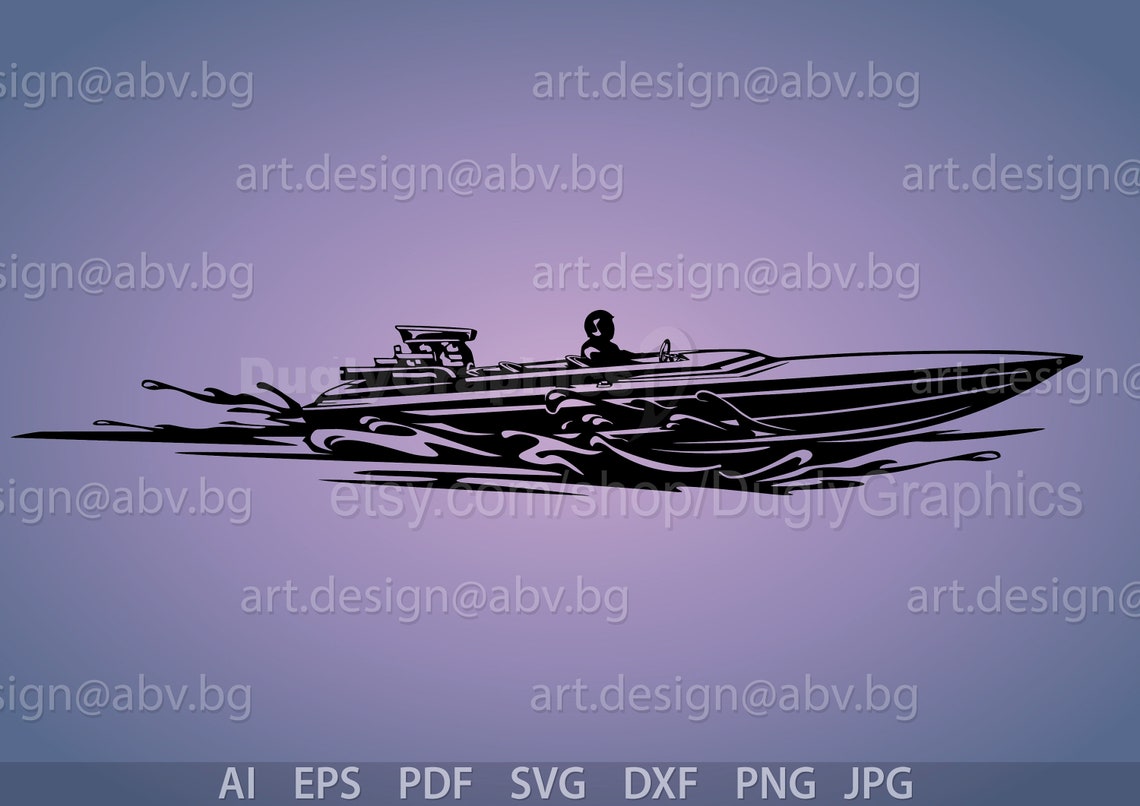Vector DRAG BOAT Low Drag Boat Motorboat Ai Eps Svg Dxf - Etsy