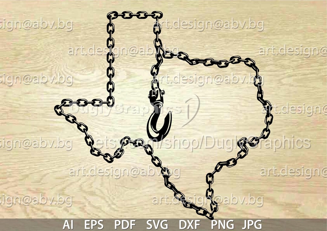 Vector TEXAS MAP, Chain With Hook, Ai, Eps, Pdf, Png, Svg, Dxf, Jpg ...