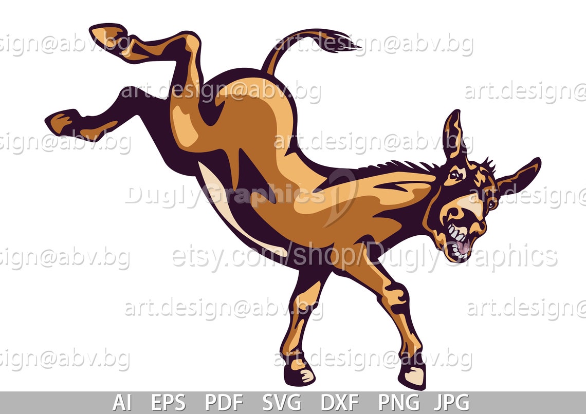 Vector KICKING DONKEY Colored Ai Png Eps Pdf Svg Dxf Jpg - Etsy