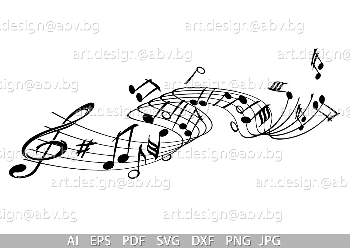 Vector MUSICAL NOTES AI Eps Png Pdf Svg Dxf Jpg - Etsy