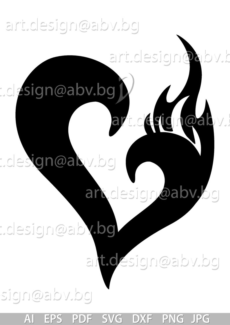 Vector HEART Fire AI Eps Pdf Svg Dxf Png Jpg Download - Etsy