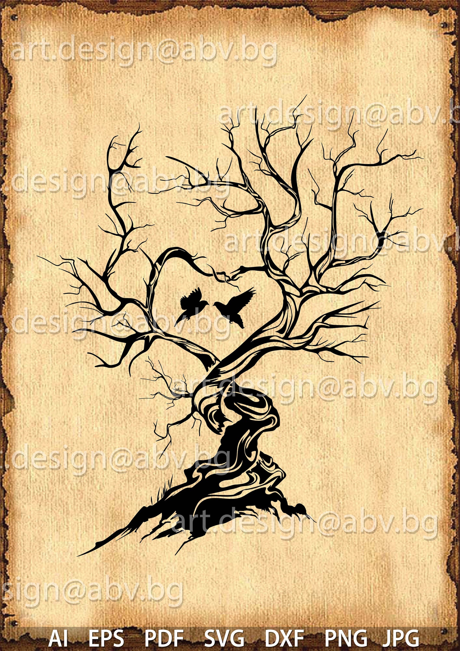 Vector WEDDING TREE Birds Ai Eps Pdf PNG Svg Dxf Jpg - Etsy