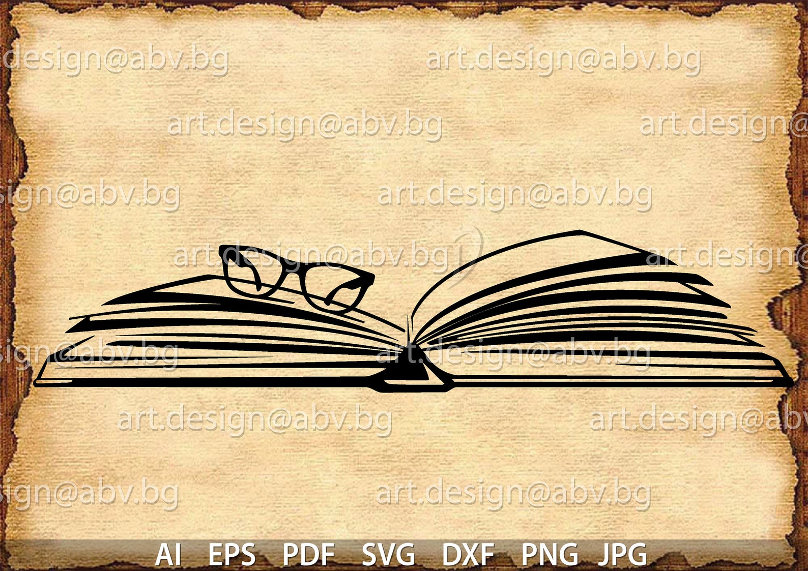 Vector OPEN BOOK With Glasses AI Eps Pdf Svg Dxf Png - Etsy