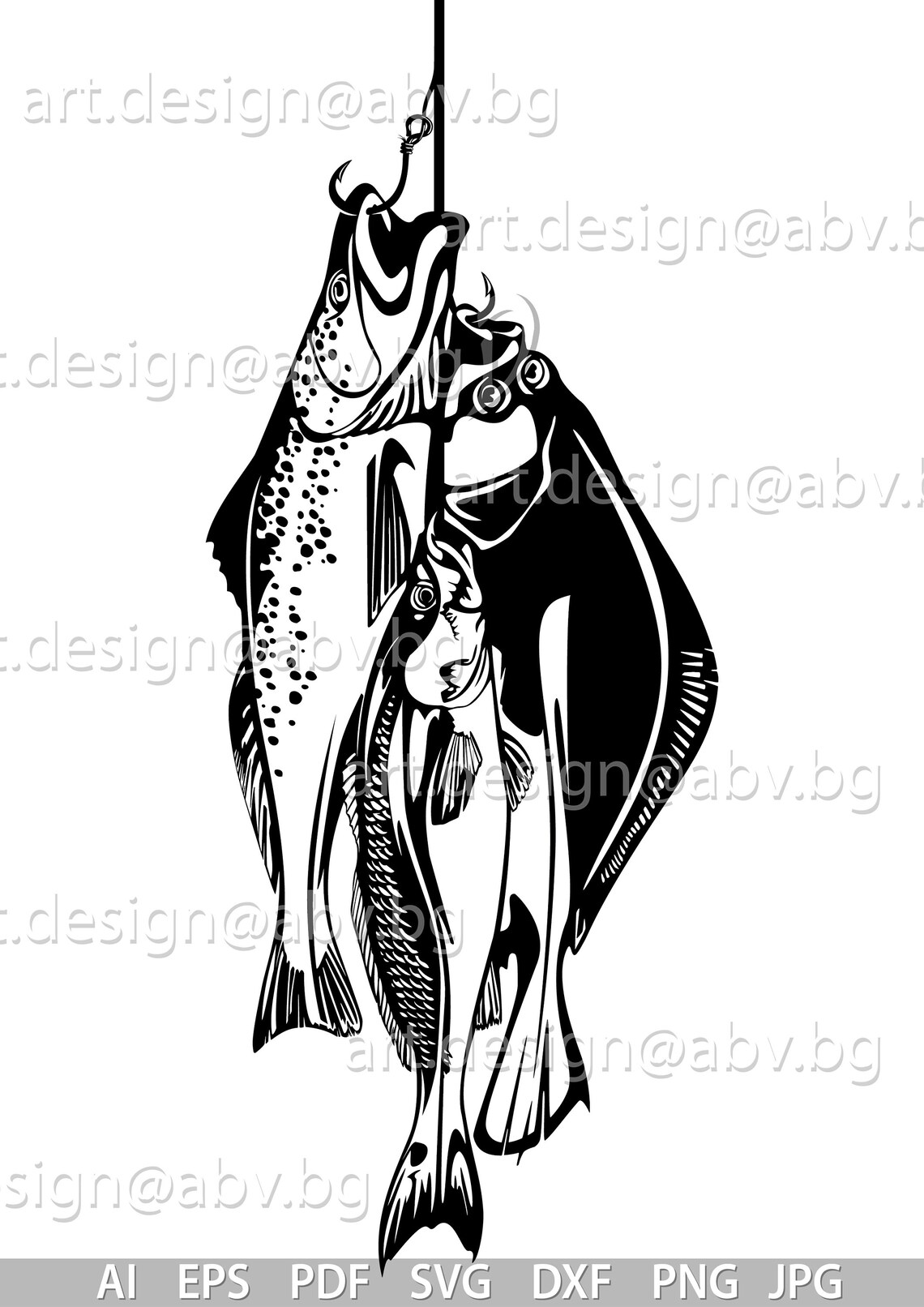 Vector CATCH FISH Ai Eps Pdf Png Svg Dxf Jpg Image - Etsy