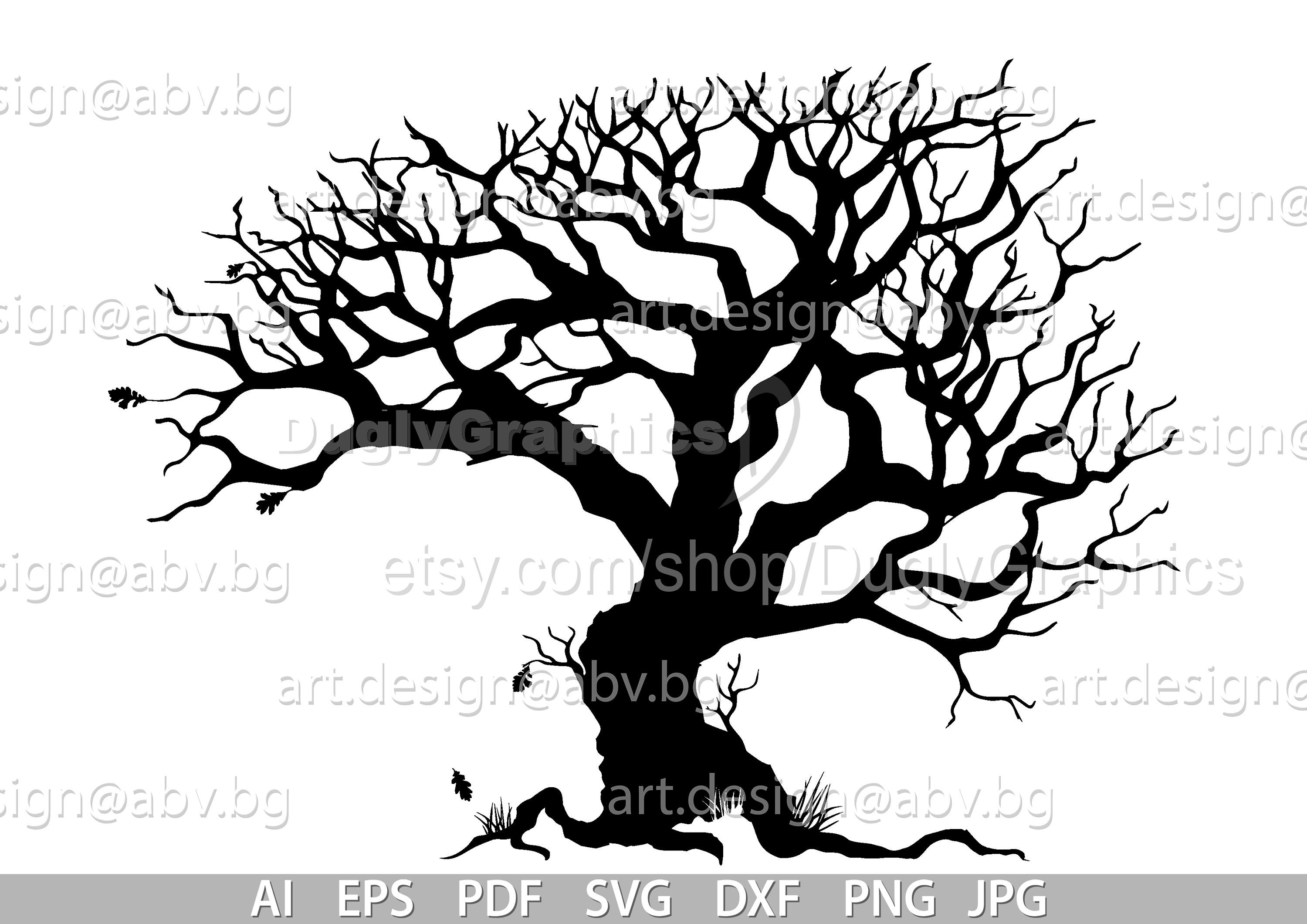 Oak Tree Vector Graphic (ai, Eps, Pdf, Svg, Dxf, Png, Jpg) (digital ...