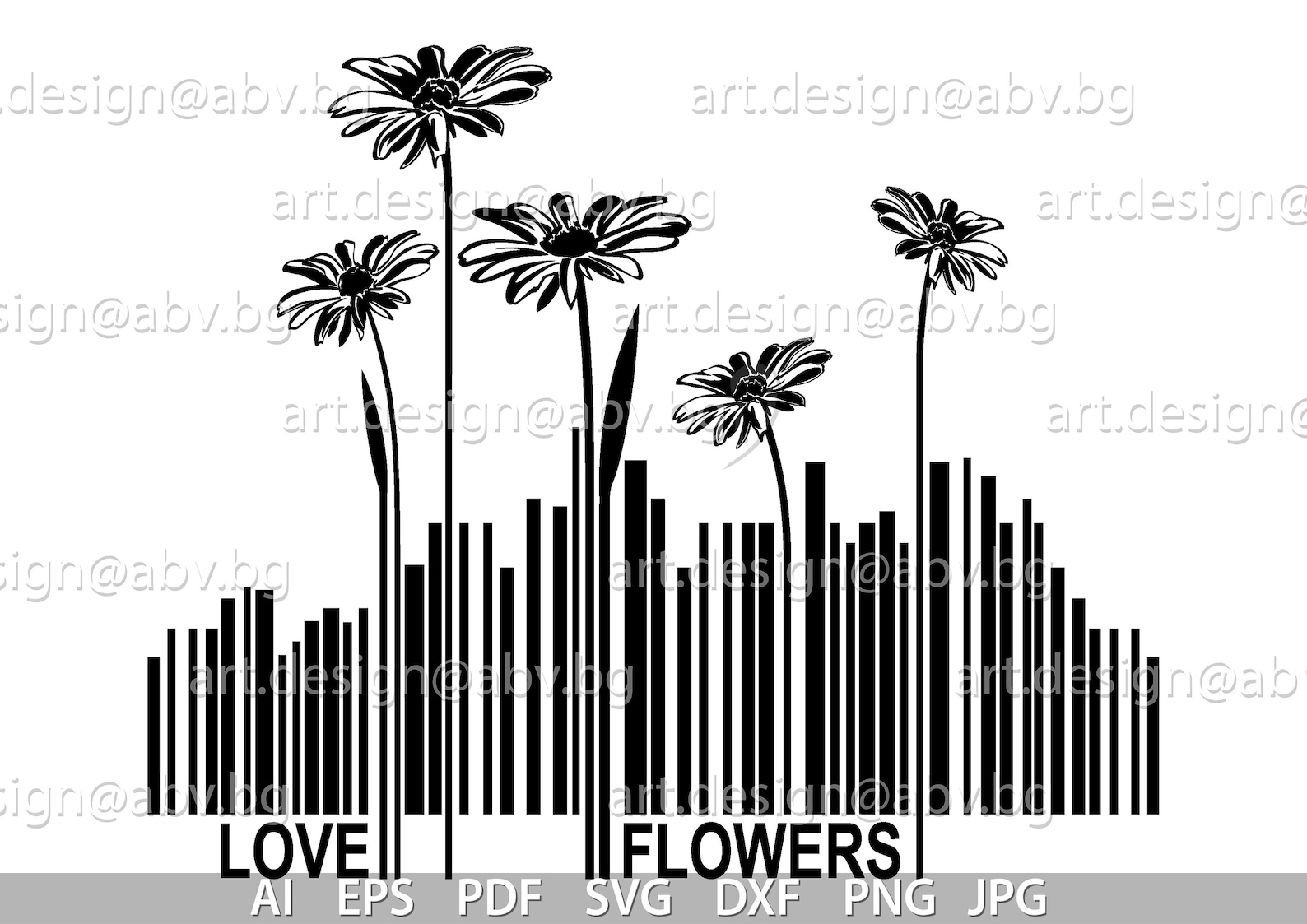 Barcode Flower Vector Graphic (digital Download) - Etsy