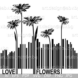 Vector BARCODE, Love Flowers, Ai, Eps, Pdf, PNG, Svg, Dxf, Jpg Image ...