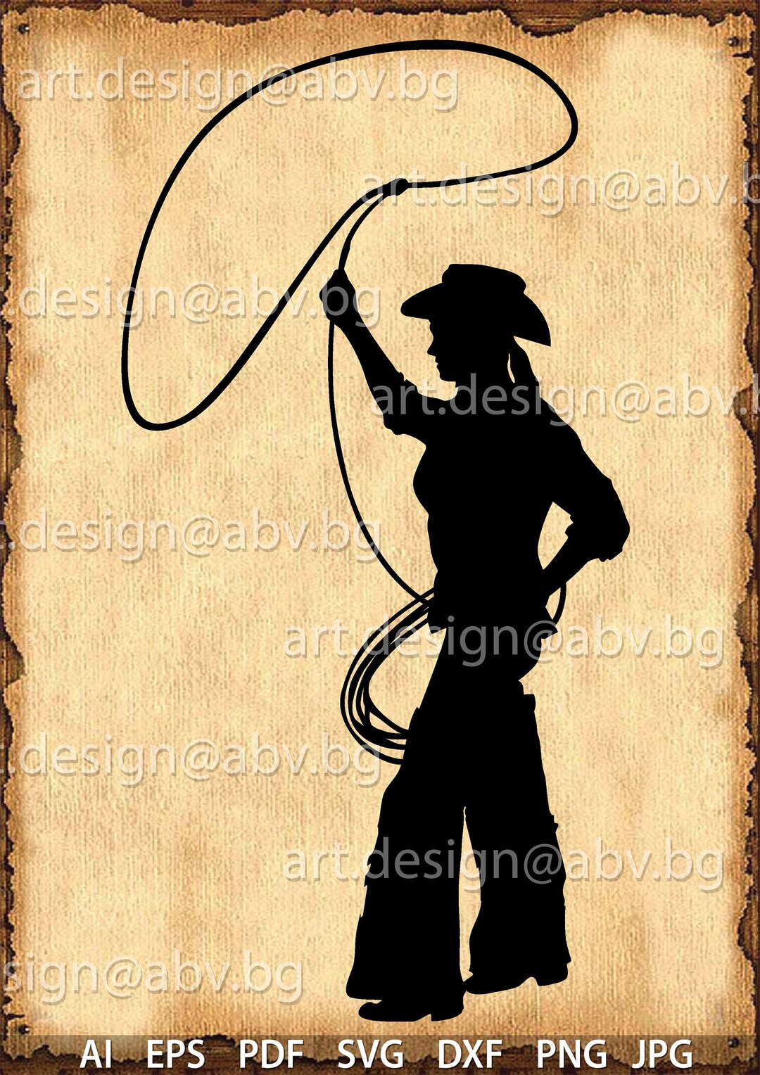 Vector COWBOY Woman With LASSO, Ai, Eps, Pdf, Svg, Dxf, Png, Jpg ...