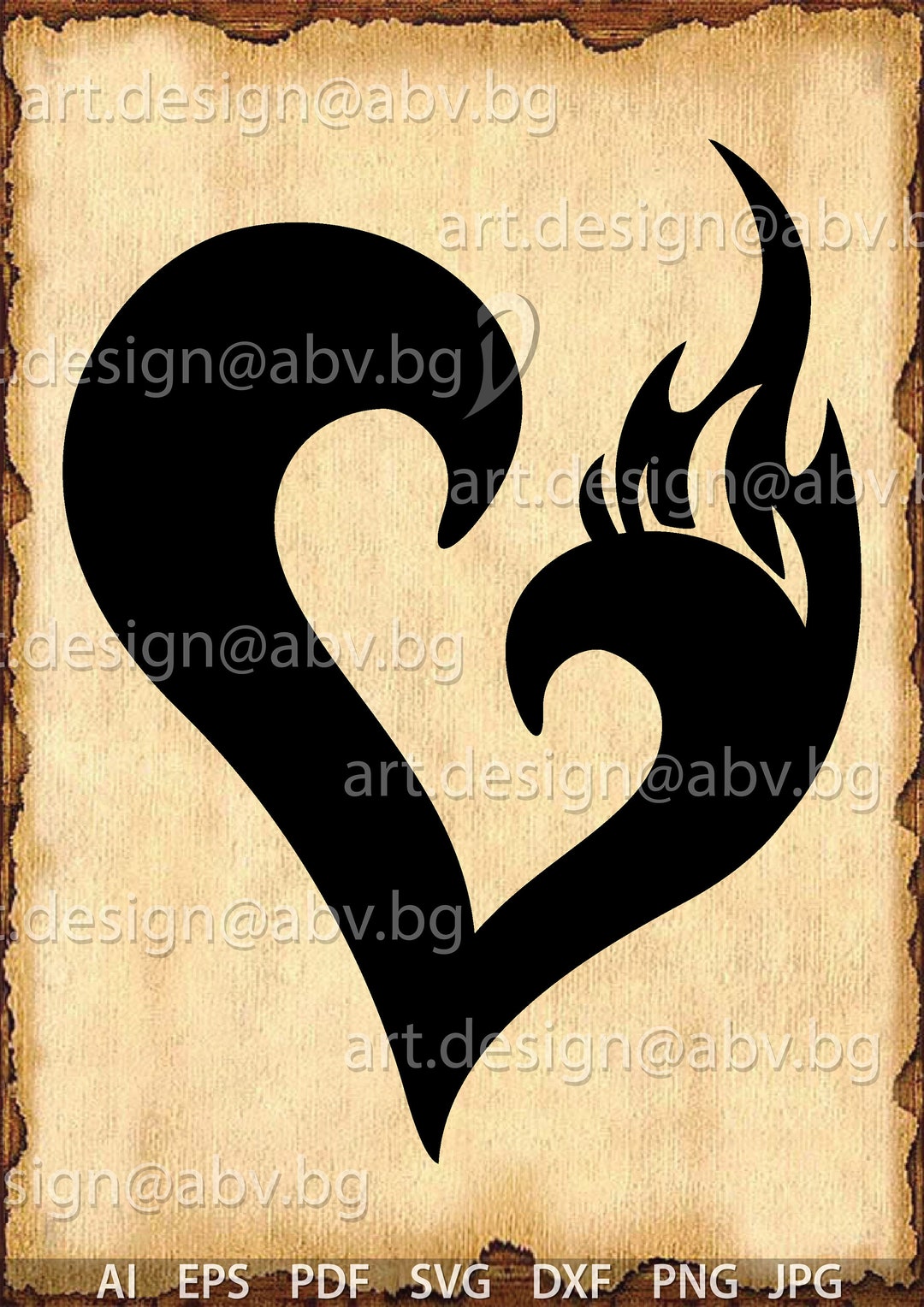 Vector HEART Fire AI Eps Pdf Svg Dxf Png Jpg Download - Etsy