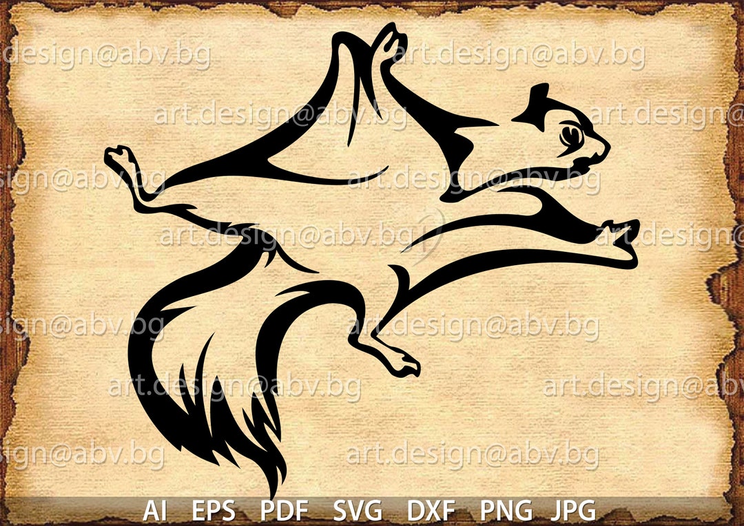 Vector FLYING SQUIRREL, Stylized, AI, Png, Eps, Pdf, Svg, Dxf, Jpg ...