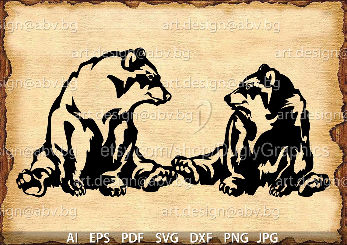Two Bears Vector Art Image (digital Download) - Etsy