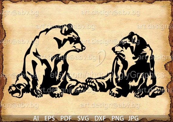 Vector TWO BEARS Bodyai Eps SVG Dxf Png Pdf Jpg - Etsy