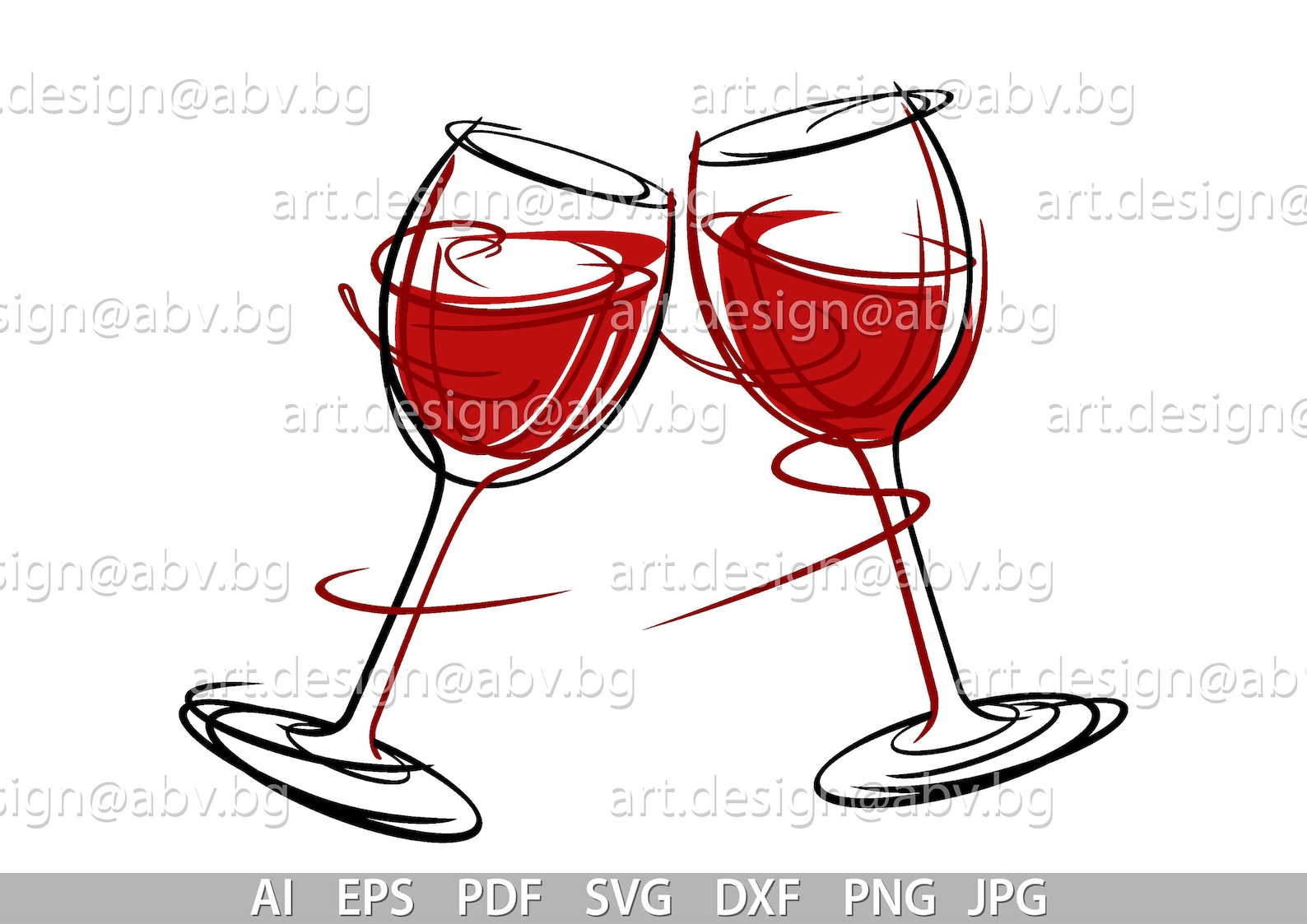 Vector Cheers Glasses Of Wine Svg Ai Png Eps Pdf Dxf Etsy