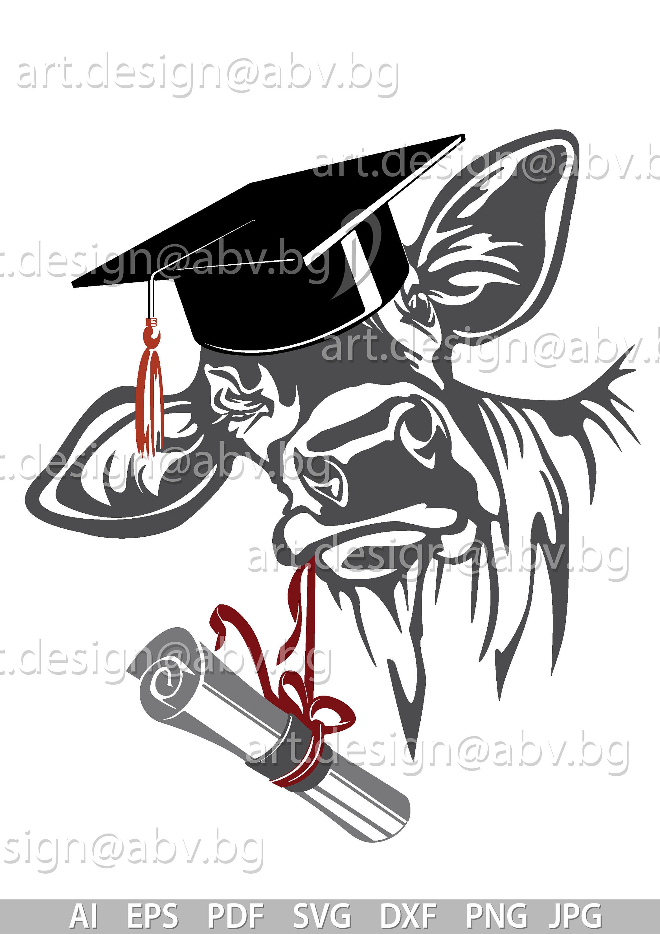 Vector COW with GRADUATION HAT calf head ai png eps pdf | Etsy