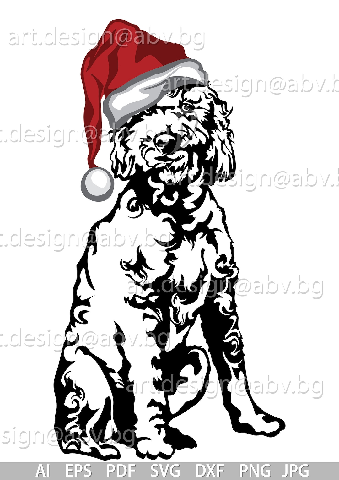 Vector DOG With Christmas Hat, Goldendoodle, Svg Pet Body, AI, PNG, Eps ...