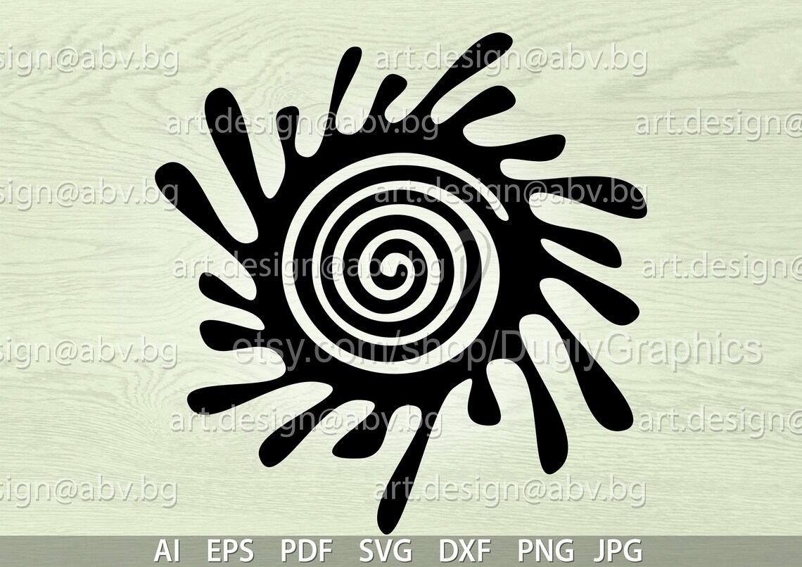 Vector SPIRAL SUN Symbol Ai Eps Svg Dxf Pdf Png Jpg Image - Etsy