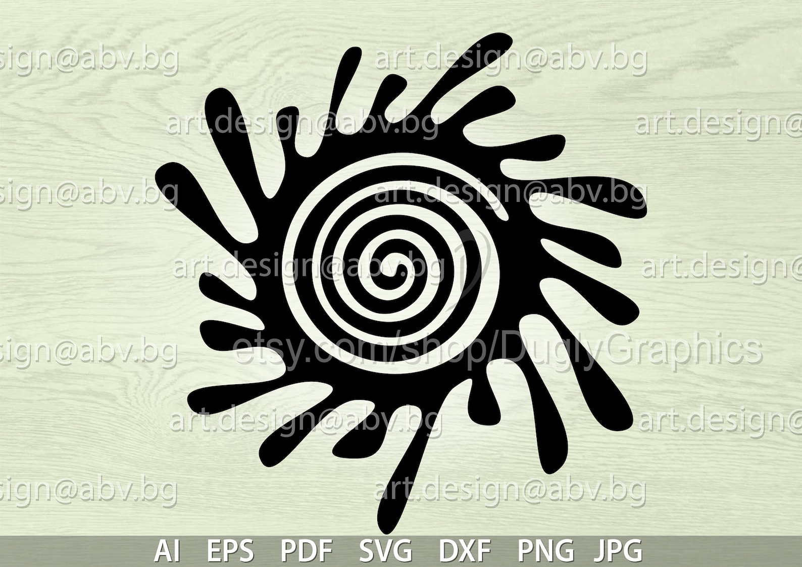 Vector SPIRAL SUN Symbol Ai Eps Svg Dxf Pdf Png Jpg Image | Etsy India