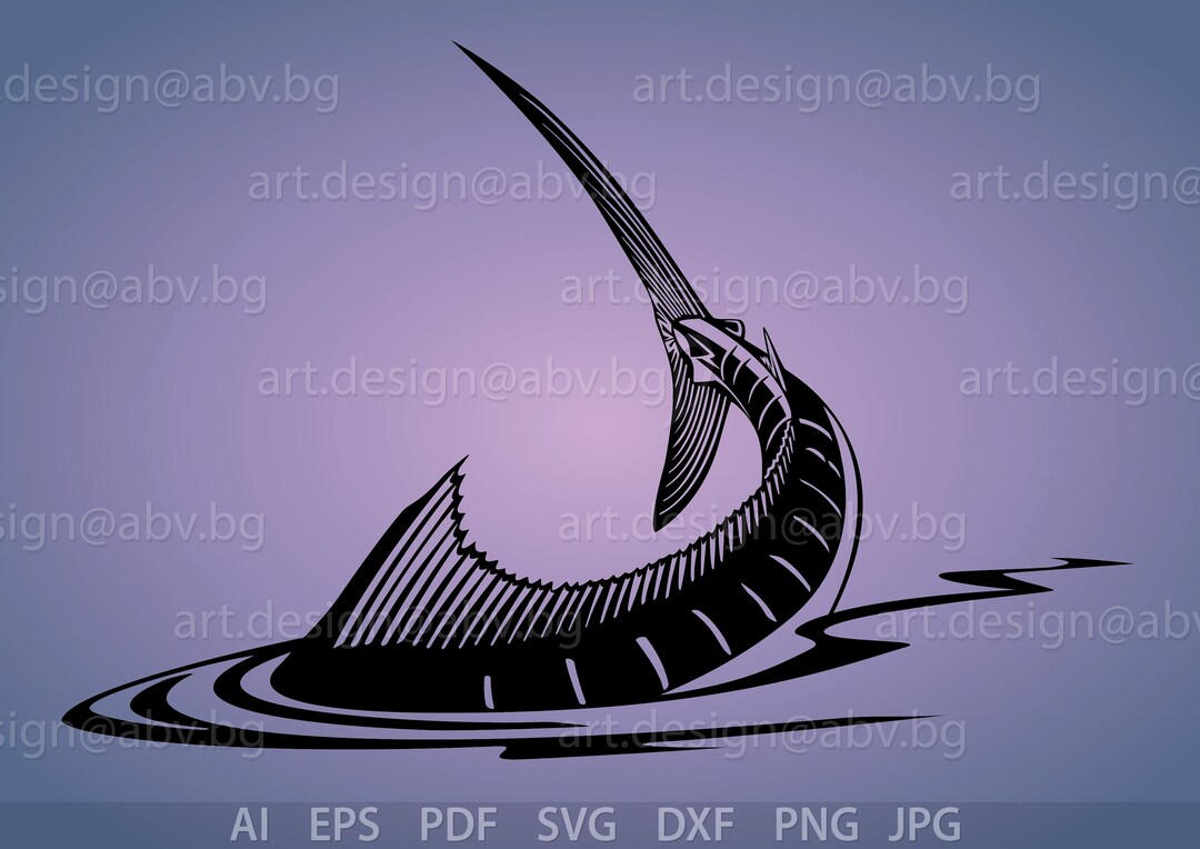 Marlin Fish Tail Vector Graphic: Stylized Artwork (digital Download ...
