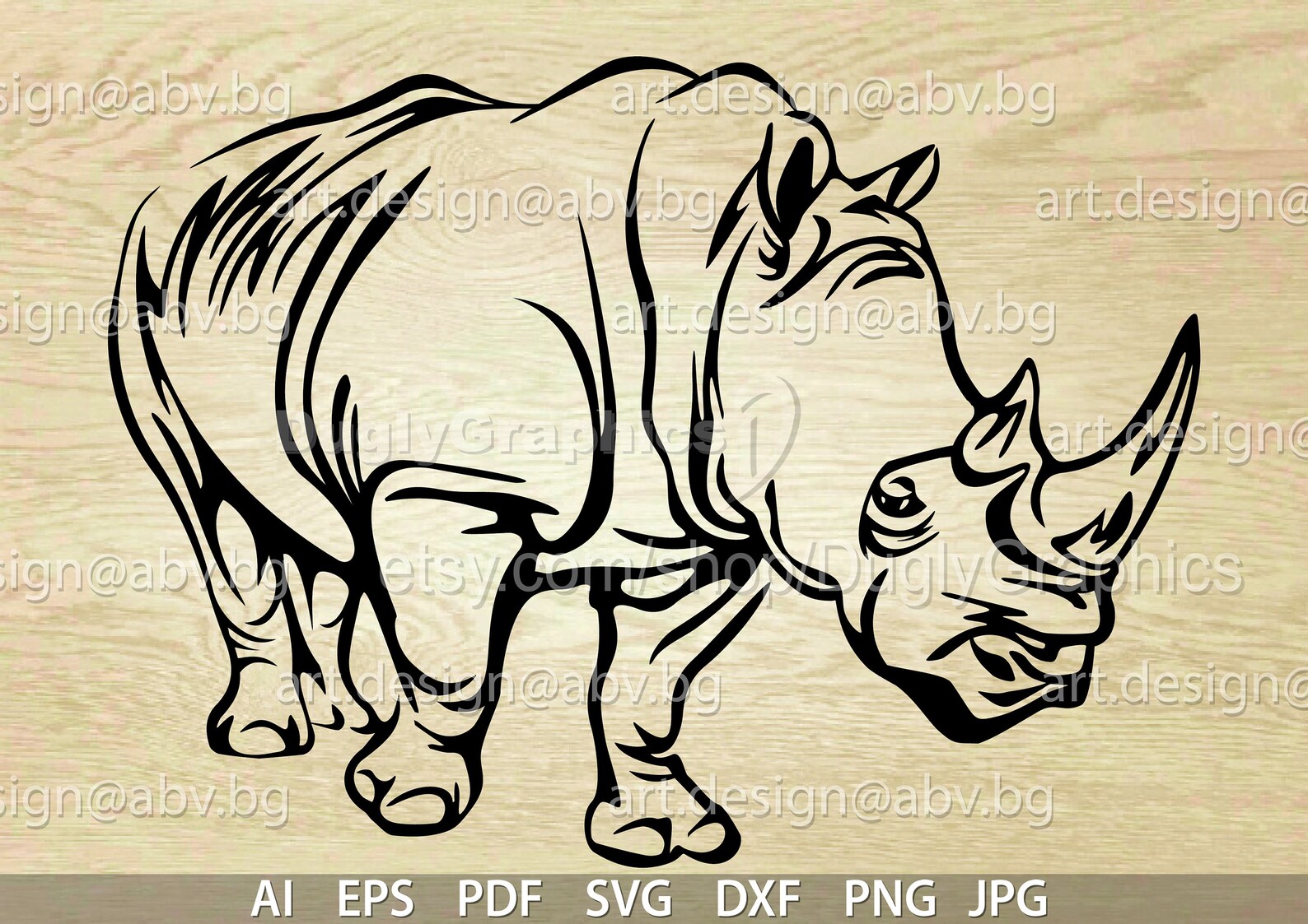 Rhino Vector Image (ai, Png, Eps, Svg, Dxf, Pdf, Jpg) Digital Download ...