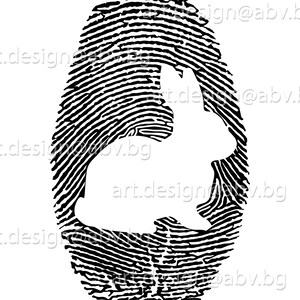Vector RABBIT /one Object/, Finger Print, AI, Eps, PNG, Pdf, Svg, Dxf ...