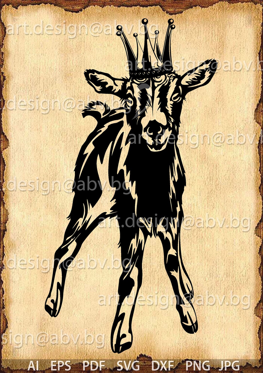 Crowned Goat Vector Art Print (digital Download) - Etsy