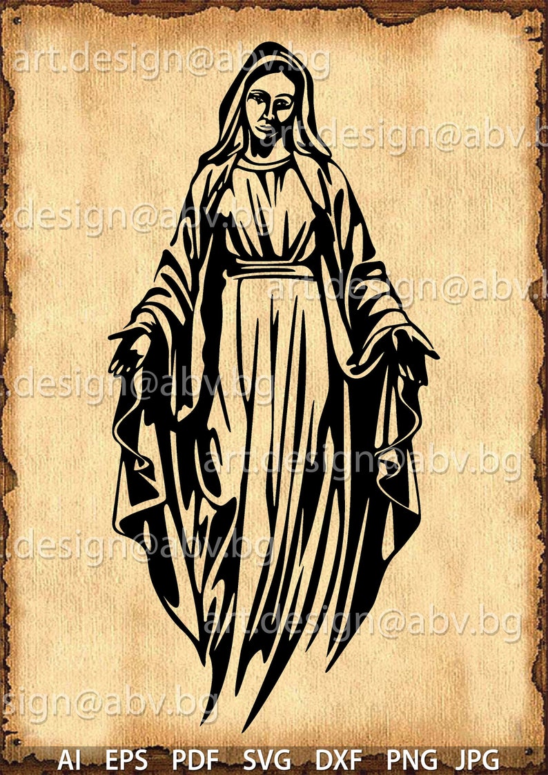 Vector VIRGIN MARY Ai Eps Pdf Svg Dxf Png Jpg Download | Etsy