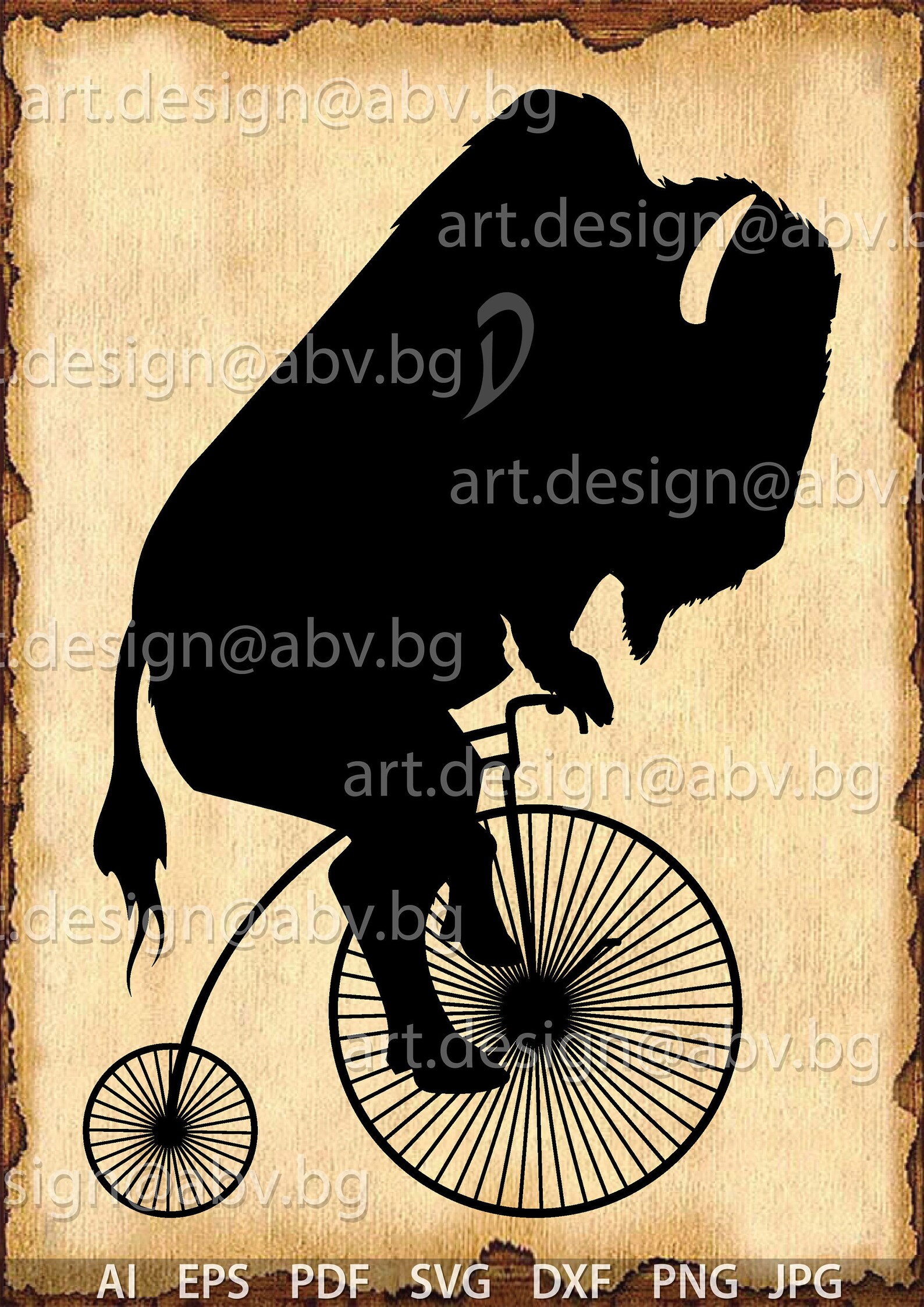 Vector BUFFALO on a Bicycle Bison AI Eps Pdf Png Svg - Etsy