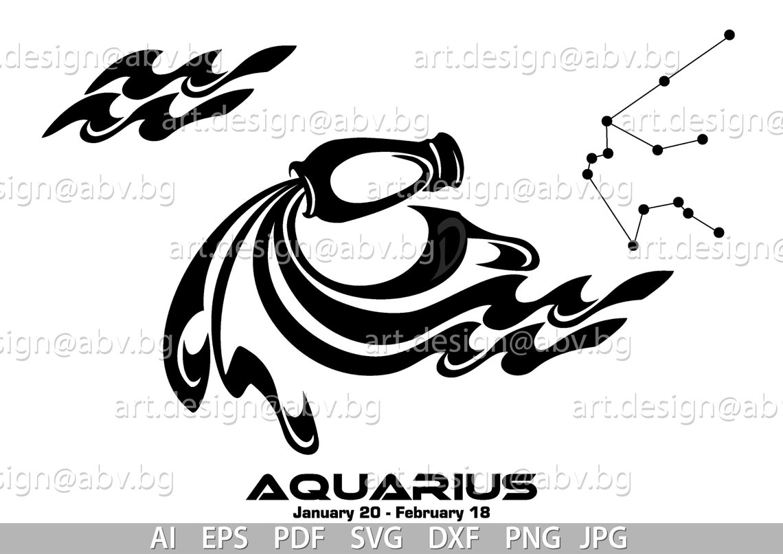 Vector ZODIAC AQUARIUS AI Eps Pdf Png Svg Dxf Jpg - Etsy