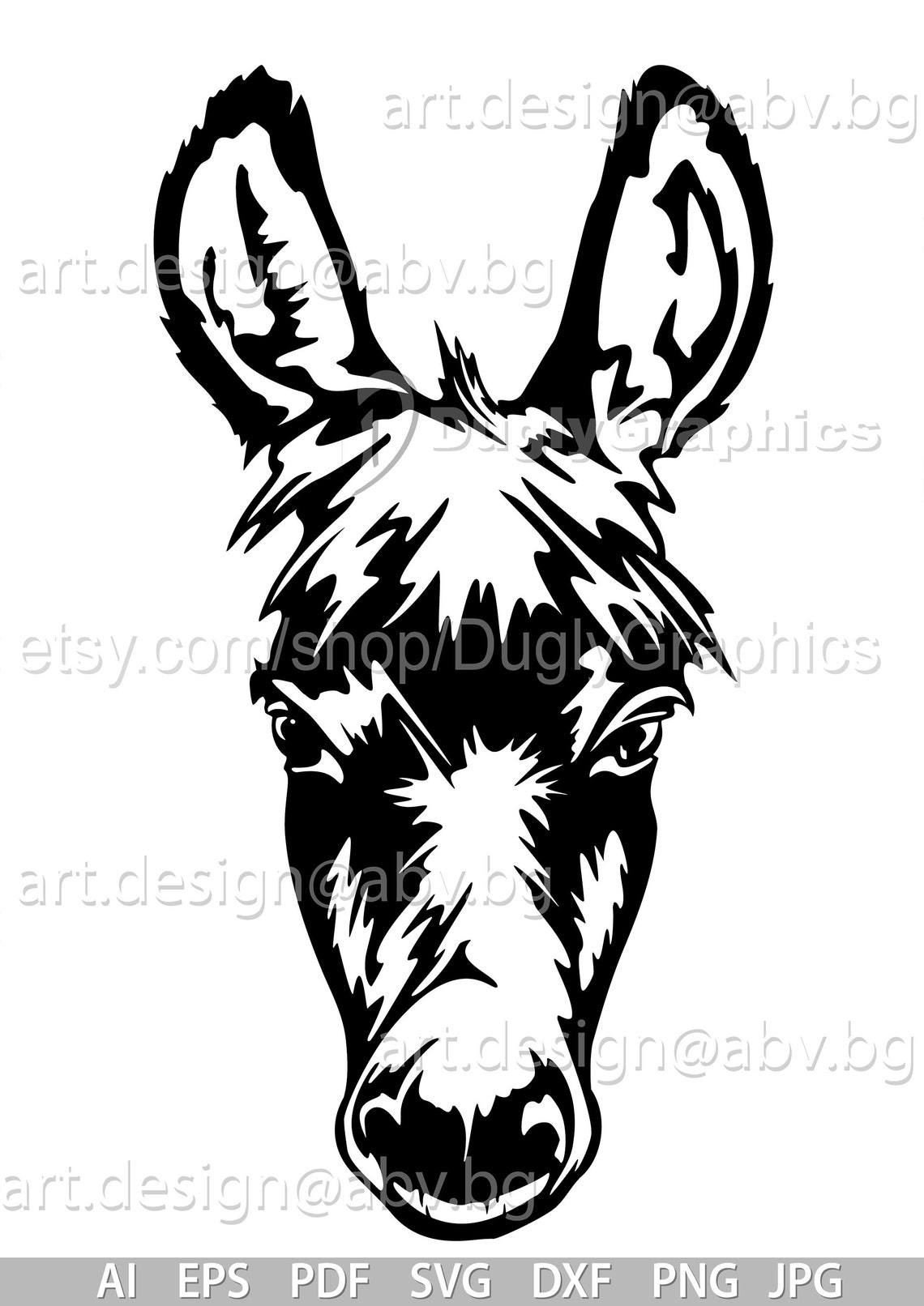 Vector DONKEY Head, SVG, DXF, Ai, Eps, Pdf, Png, Jpg Download ...