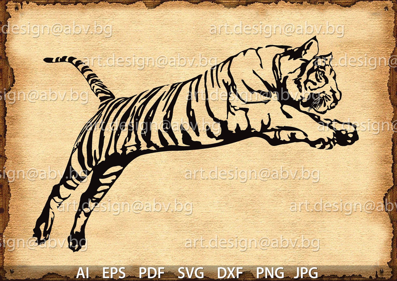 Vector TIGER Jump Digital Image Graphical Image AI Eps - Etsy