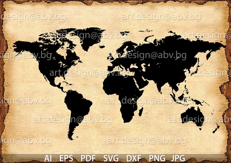 Vector EARTH Map Continents AI Eps PNG Pdf Svg Dxf - Etsy