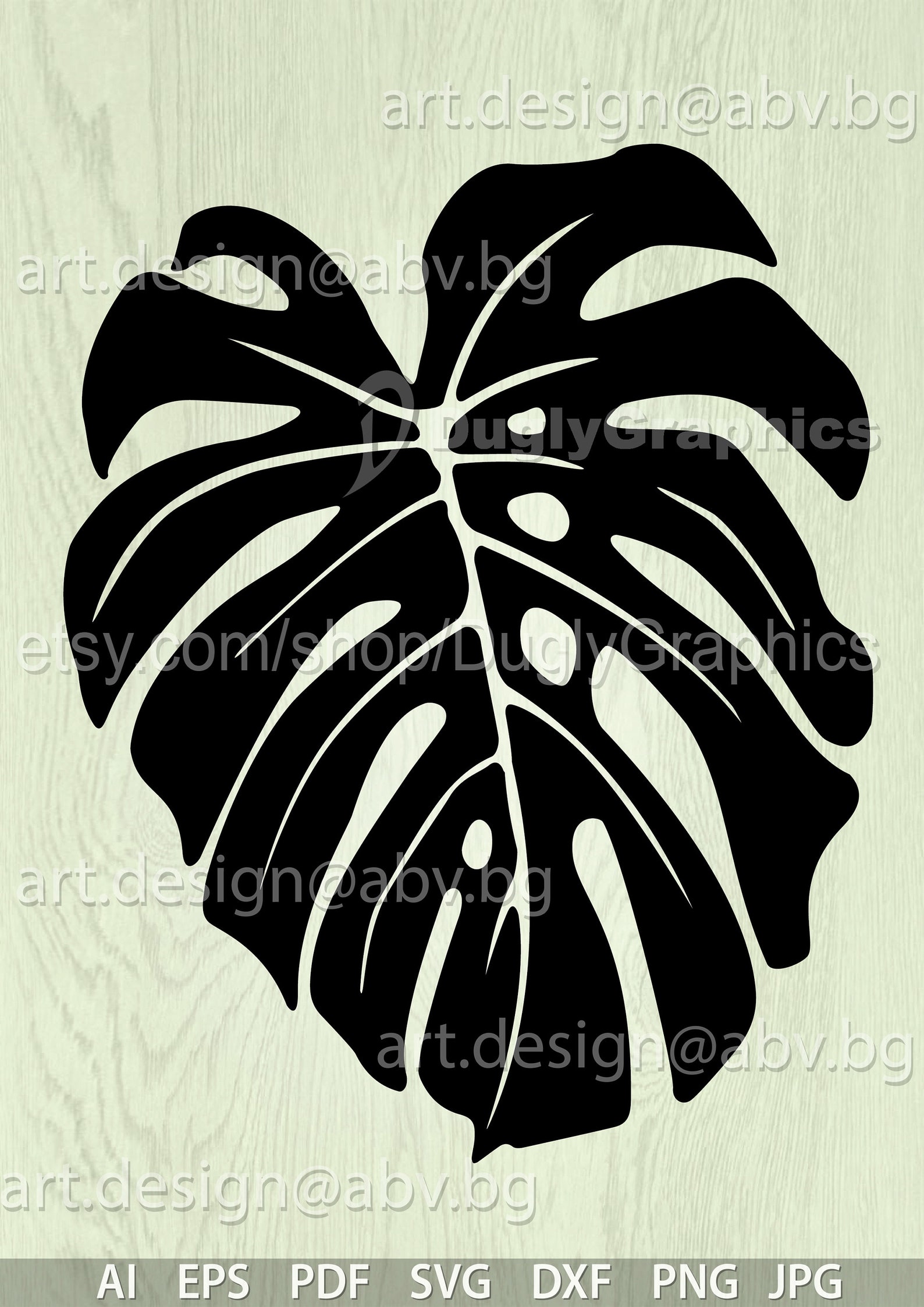 Vector MONSTERA LEAF AI Eps Pdf Svg Dxf Png Jpg Image - Etsy