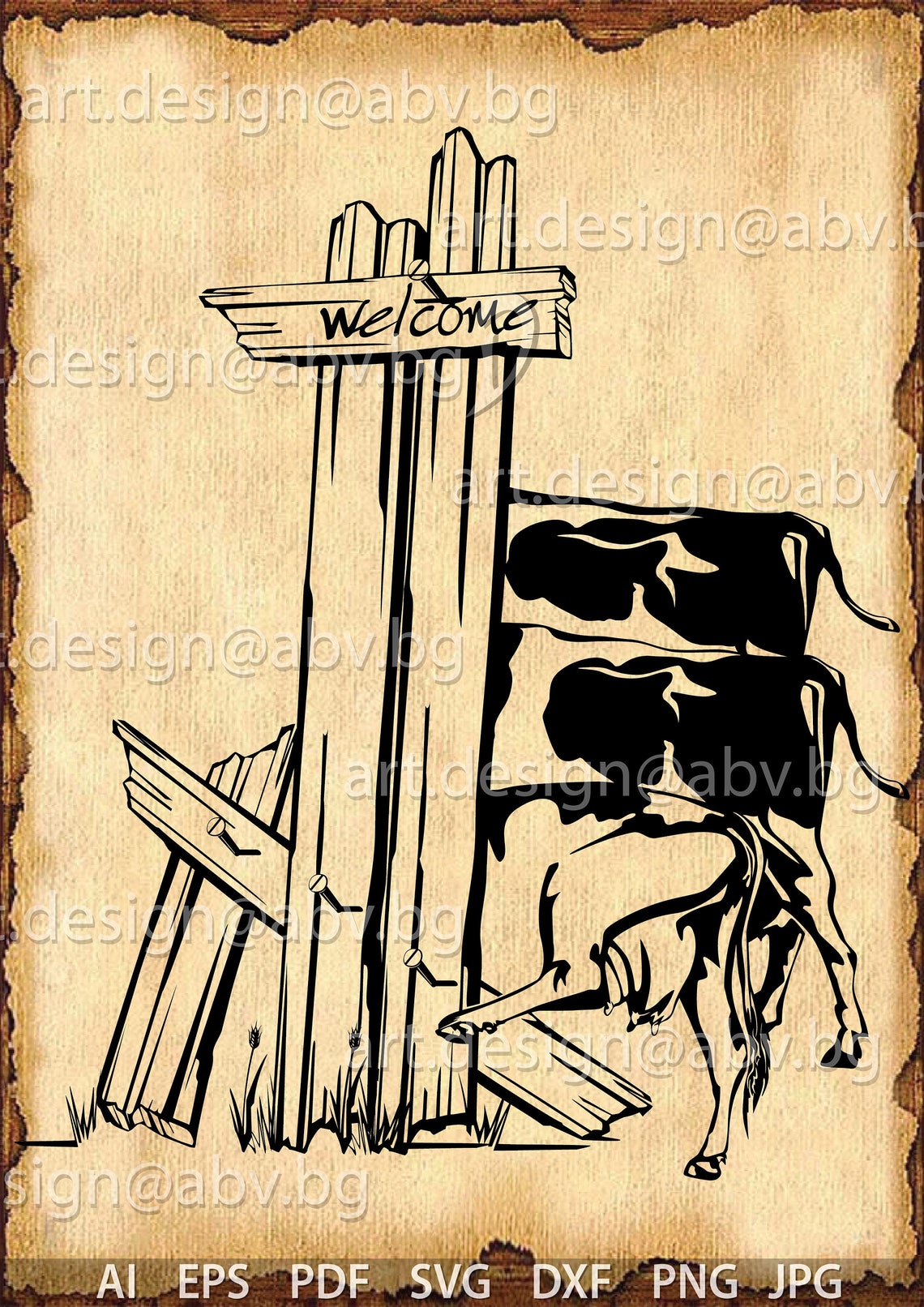 Vector WELCOME cows text ai eps pdf svg dxf png jpg | Etsy