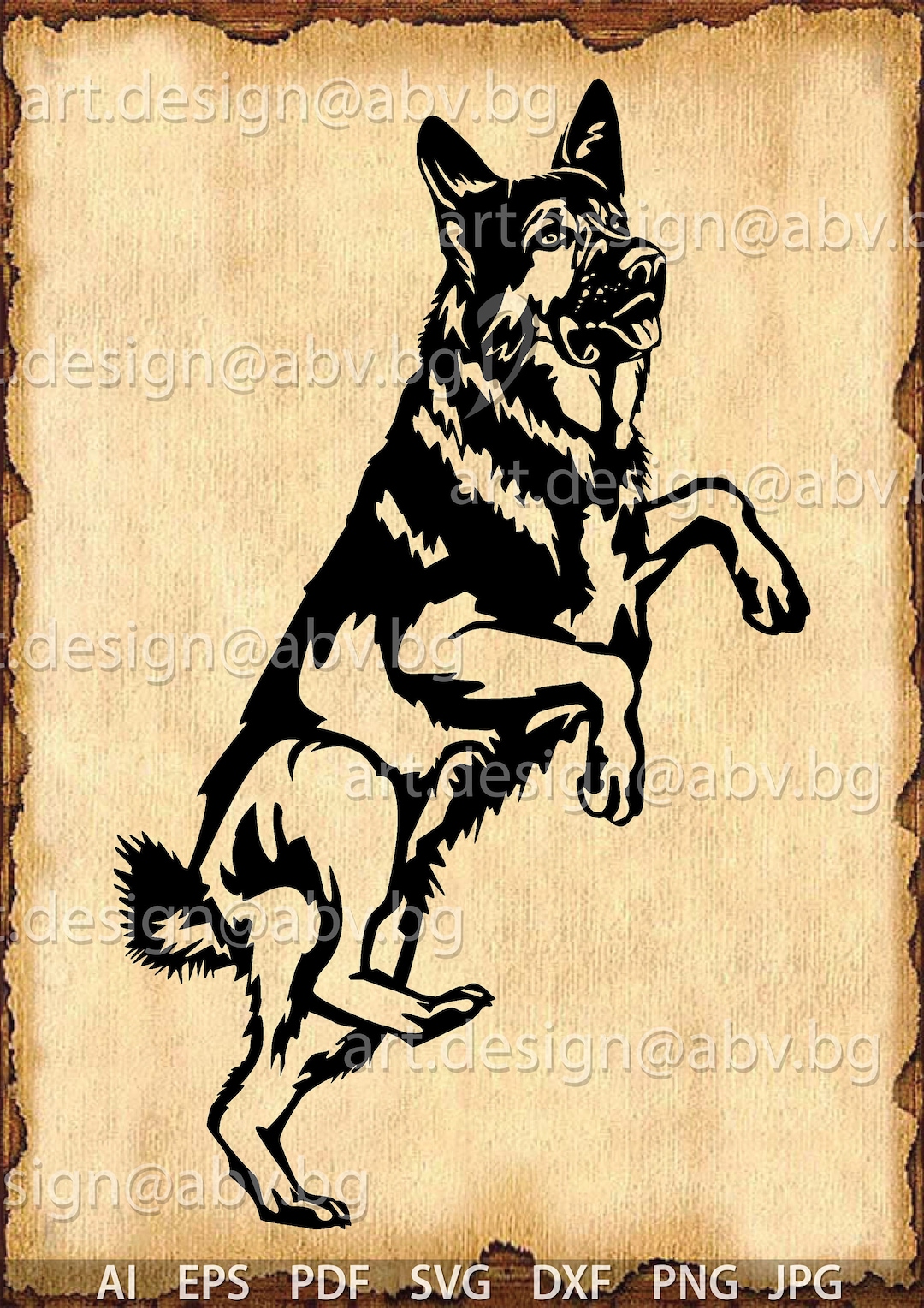 Vector DOG, Dancing German Shepherd, AI, Png, Pdf, Eps, Svg, Dxf, Jpg ...