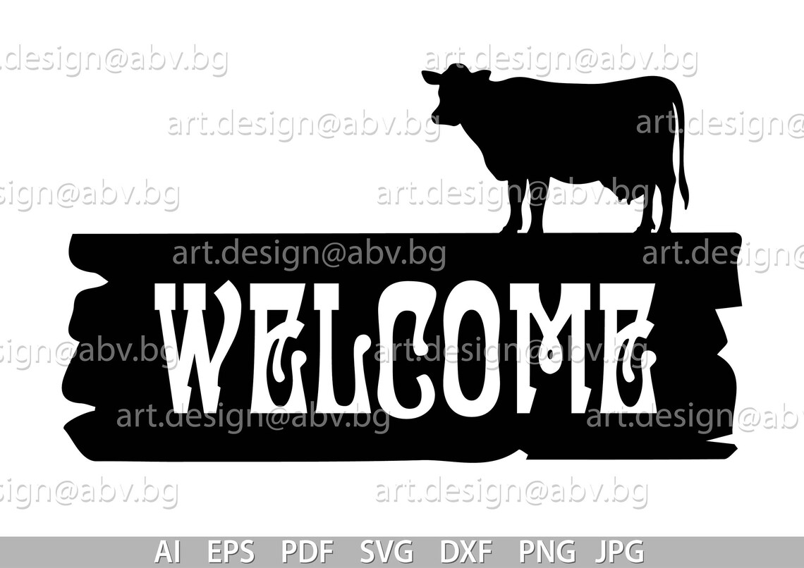 Vector WELCOME Text Cow AI Eps PNG Pdf Svg Dxf Jpg - Etsy