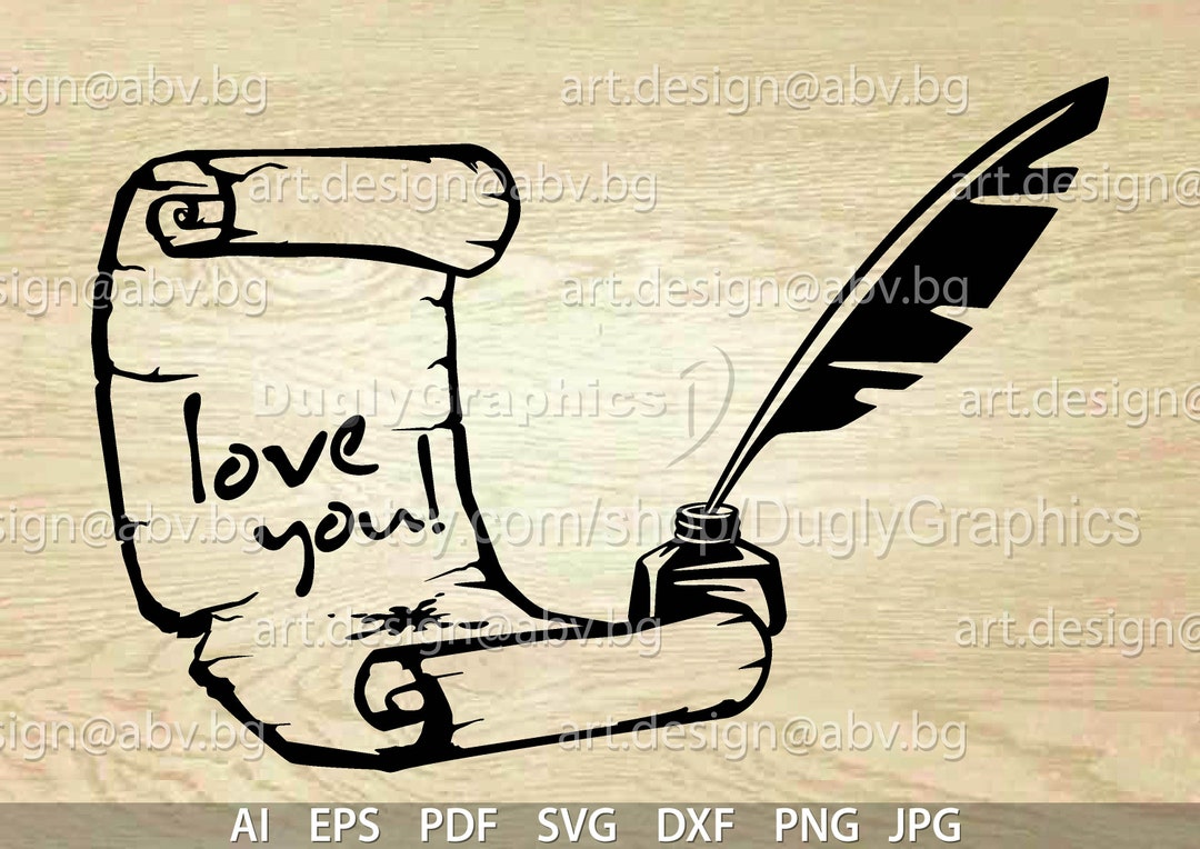 Ink Pen & Scroll Vector Art (digital Download) - Etsy