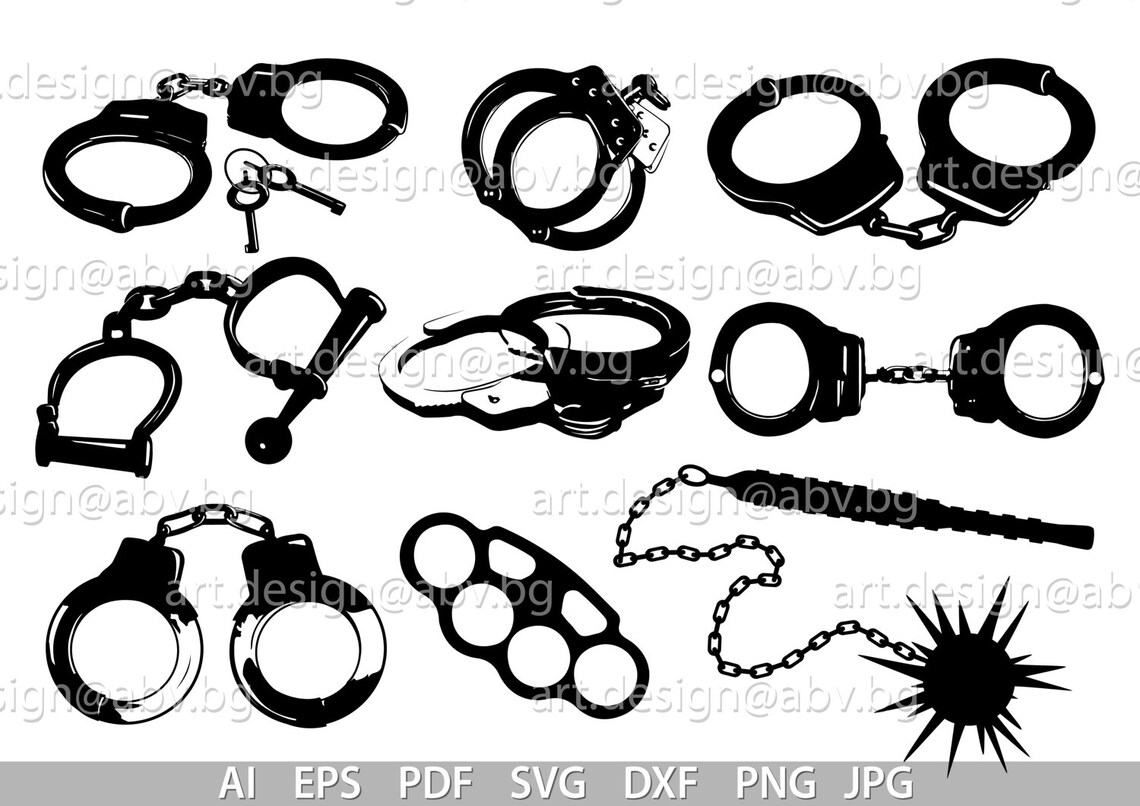 Vector 9 HANDCUFFS BUNDLE, AI, Eps, Jpg, Png, Svg, Dxf, Jpg Download ...