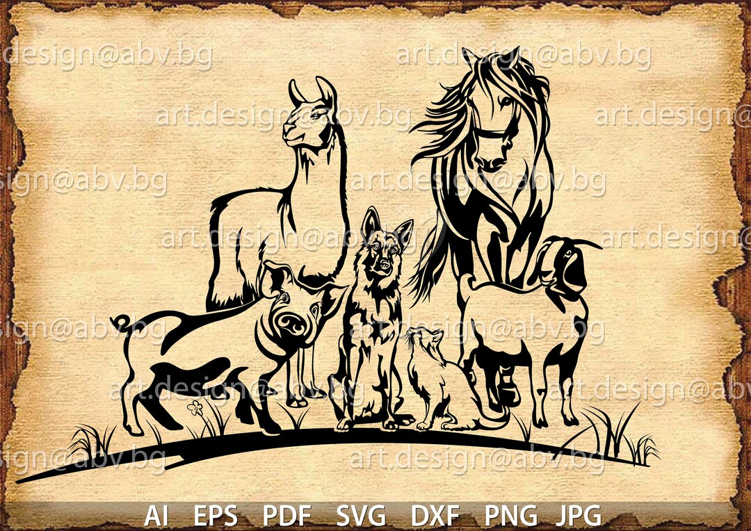 Animal Farm Vector Art: Horse, Pig, Goat, Alpaca (digital Download) - Etsy